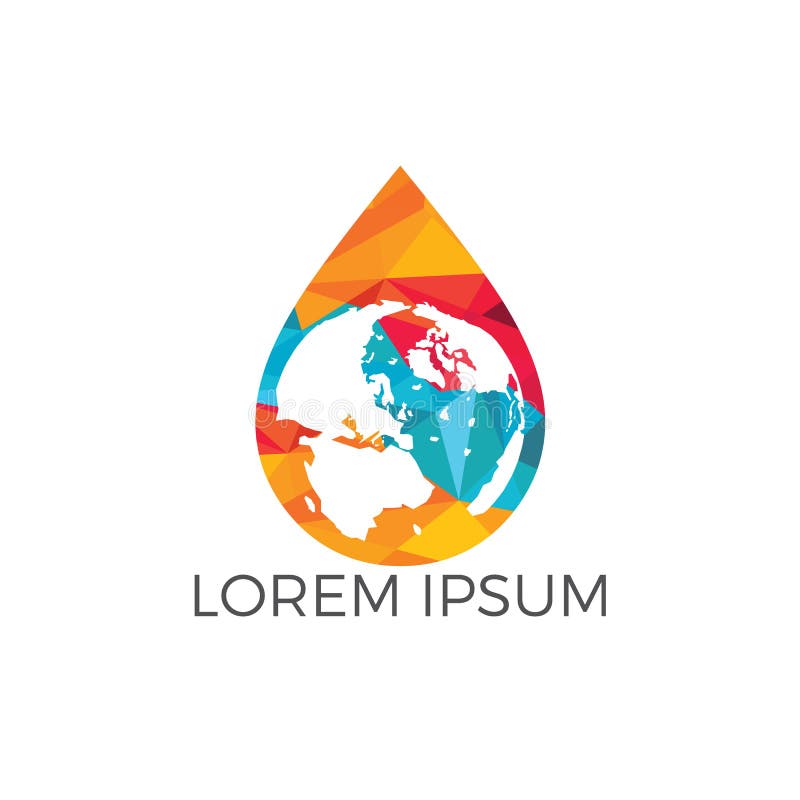 Water Drop with a World Map Vector Design. Stock Vector - Illustration ...