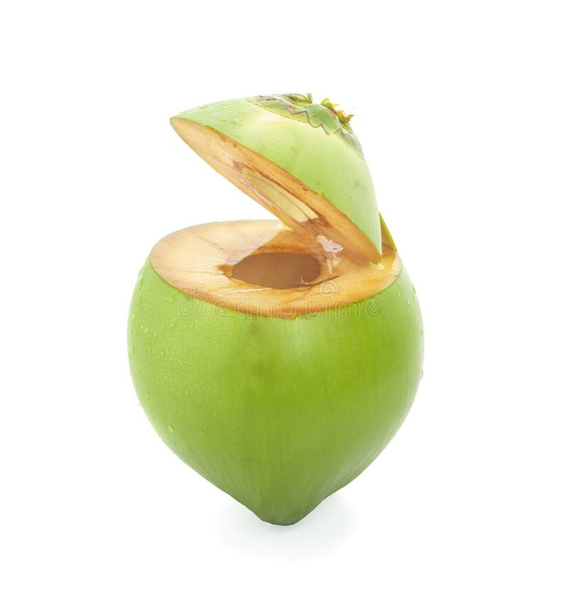 Water Drop Green Coconut an Isolated on White Background Stock Photo ...