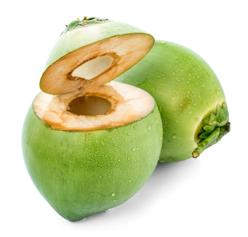 Water Drop Green Coconut Isolated on White Background Stock Photo ...
