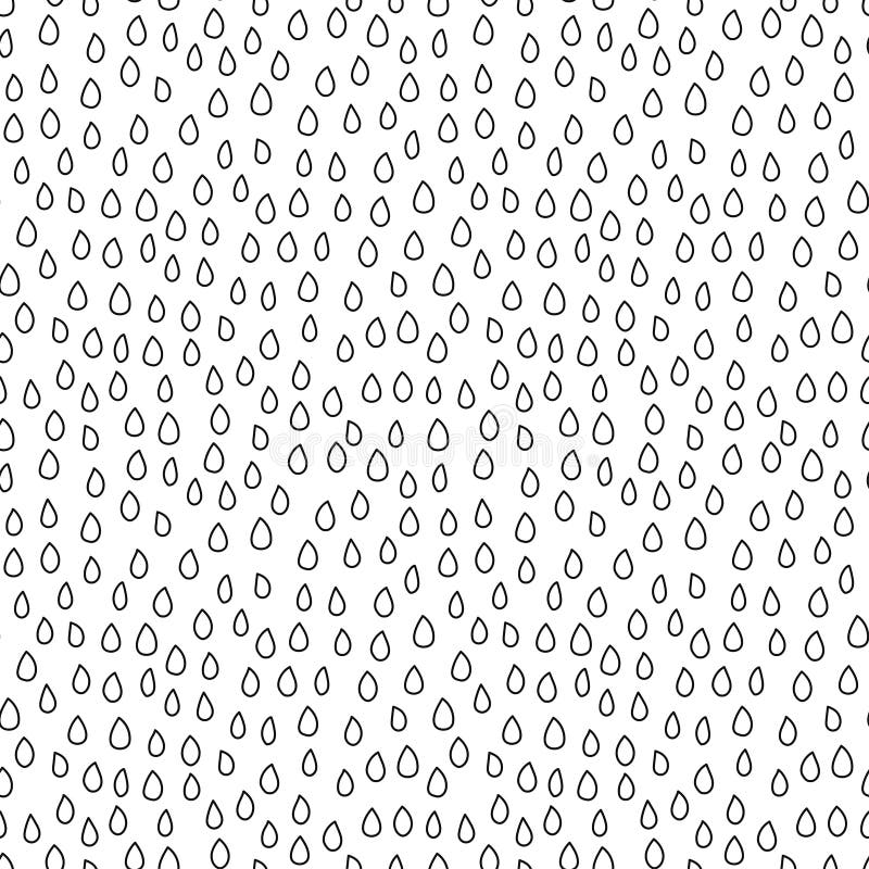 Water Drop Hand Drawn Seamless Pattern Black And White Texture Stock