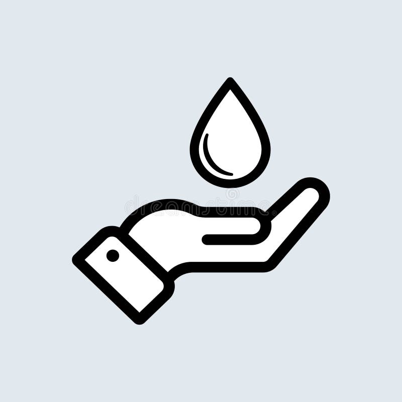 Water Drop in Hand Icon. Save Water Concept. Wash Your Hand Concept ...