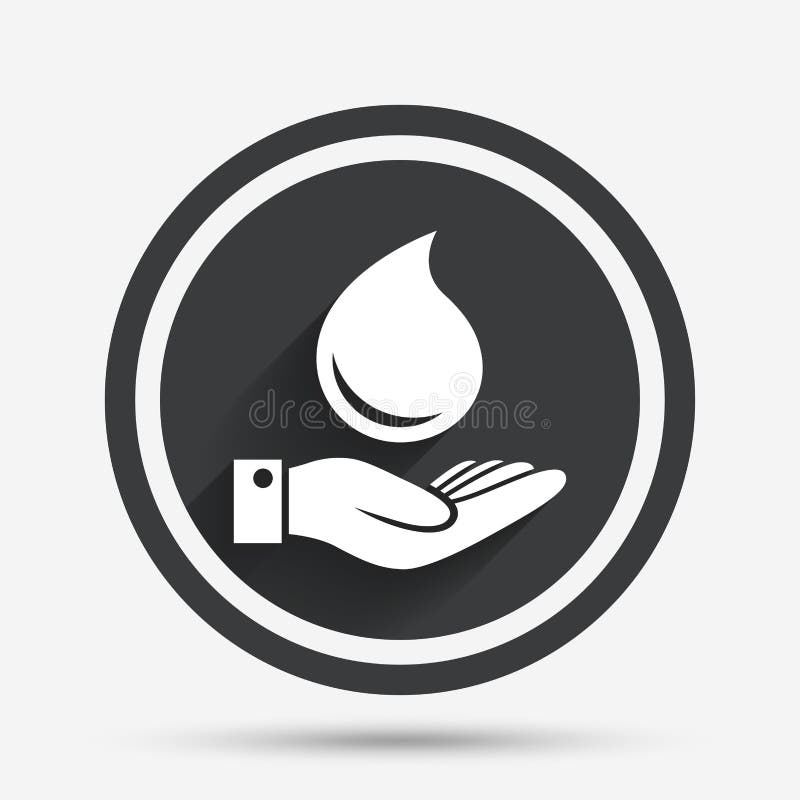 Water Drop and Hand Sign. Save Water Symbol Stock Vector - Illustration ...