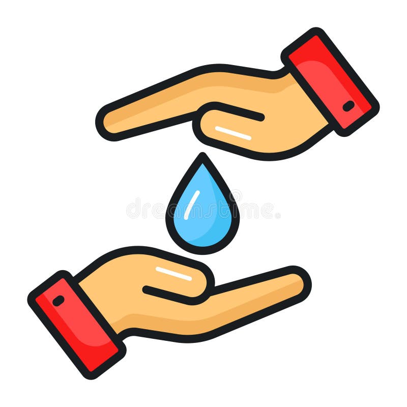 Water Drop in Hands Denoting Icon of Water Saving in Modern Style, Easy ...