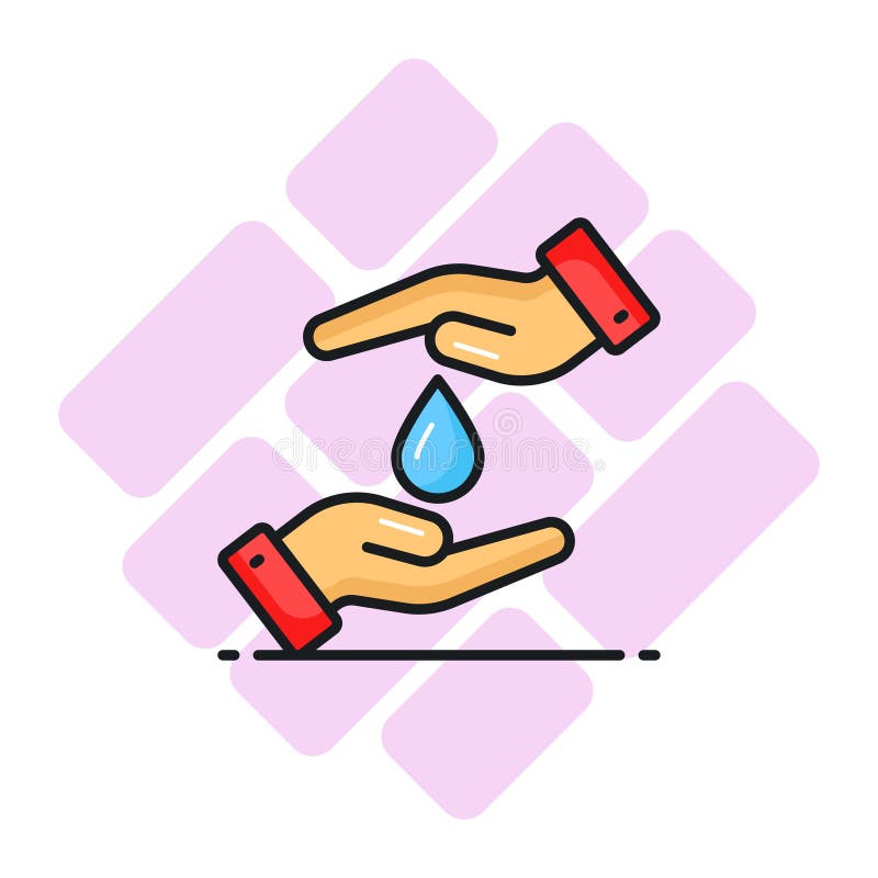 Water Drop in Hands Denoting Icon of Water Saving in Modern Style, Easy ...