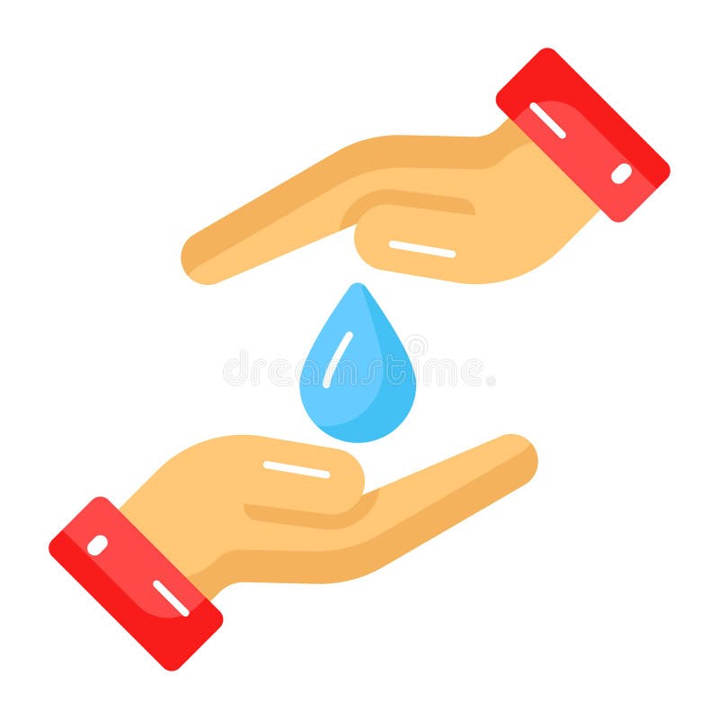 Water Drop in Hands Denoting Icon of Water Saving in Modern Style, Easy ...
