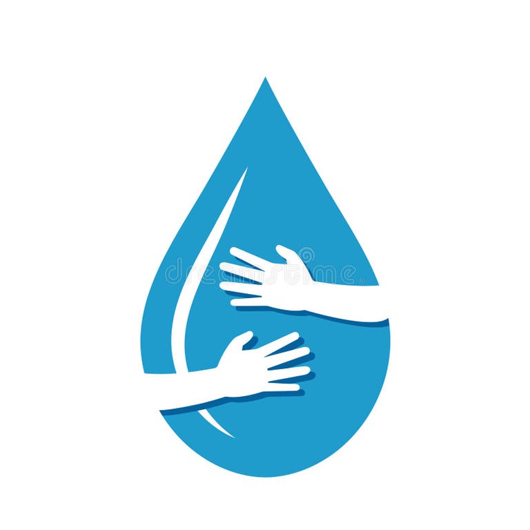 Water Drop with Hugging Hands Symbol Stock Illustration - Illustration ...