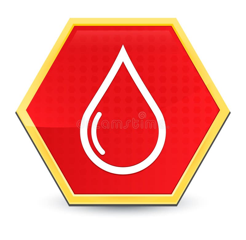 Water Drop Icon Abstract Red Hexagon Button Bright Yellow Frame Elegant ...