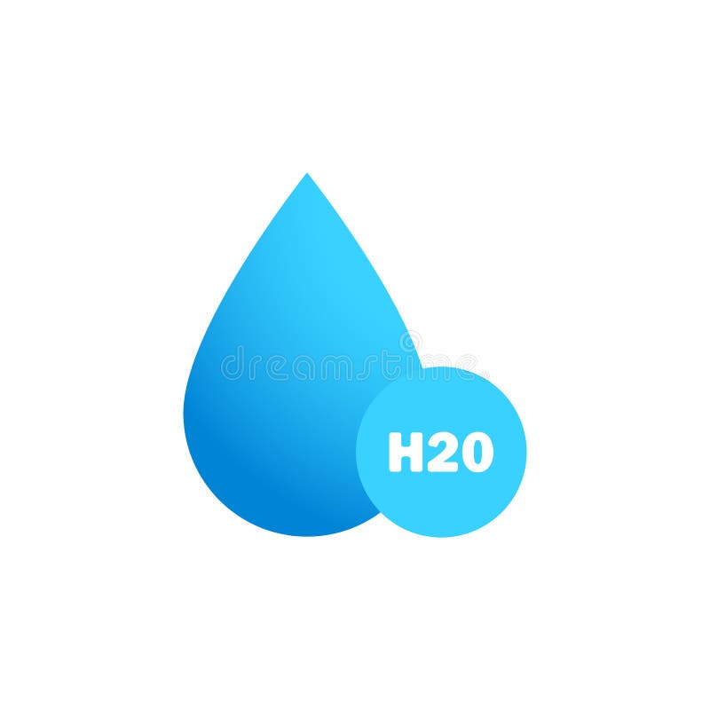 Water Drop Icon Logo in Flat Blue Design. H2O. Chemical Formula H2O ...