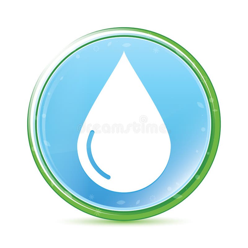 Water Drop Icon Natural Aqua Cyan Blue Round Button Stock Illustration ...