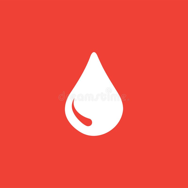 Water Drop Icon on Red Background. Red Flat Style Vector Illustration ...