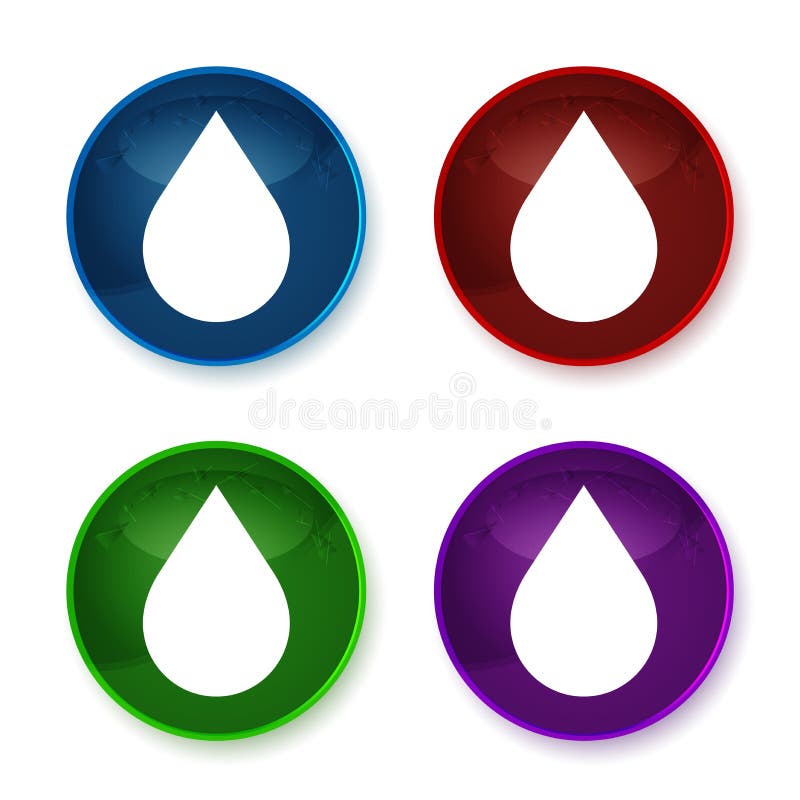 Water Drop Icon Shiny Round Buttons Set Illustration Stock Vector ...