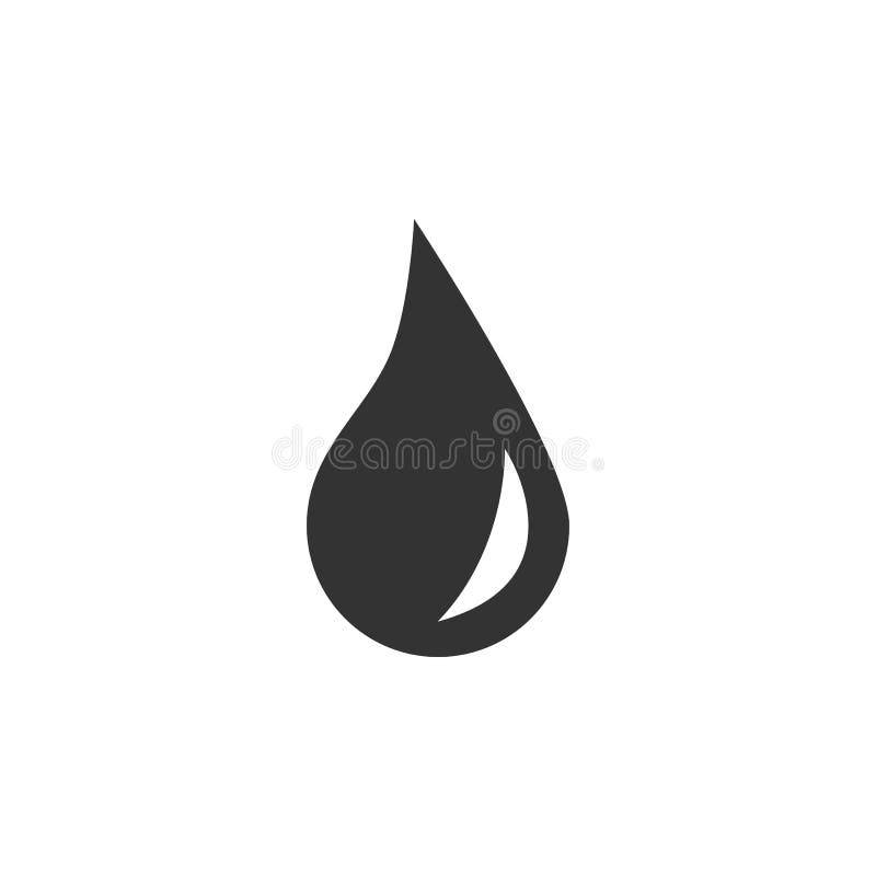 Water Drop Icon. Vector Illustration, Flat Design. Grey on White ...
