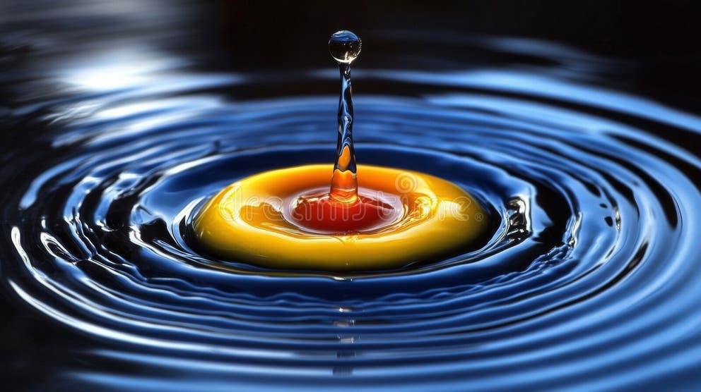Water Drop Impact: Blue and Yellow Ripples Stock Illustration ...