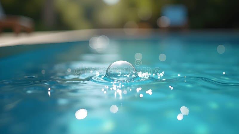 Water Drop Impact: Captivating Pool Scene Stock Illustration ...