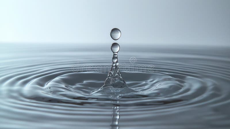 Water Drop Impact Creates Ripples in Still Water Surface. Clear Water ...