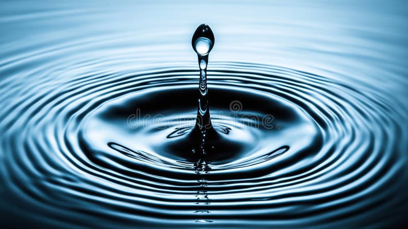 Water Drop Impact, Ripples, Blue Background, Purity Concept Stock Photo ...