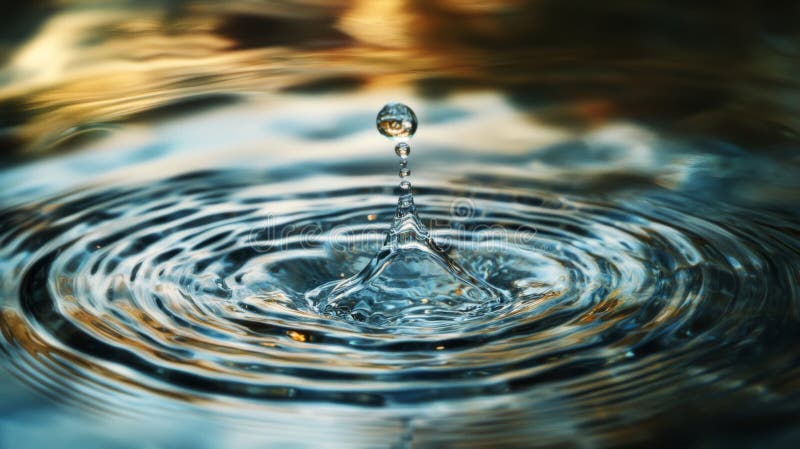 Water Drop Impacting Still Water Surface Creating Concentric Ripples ...