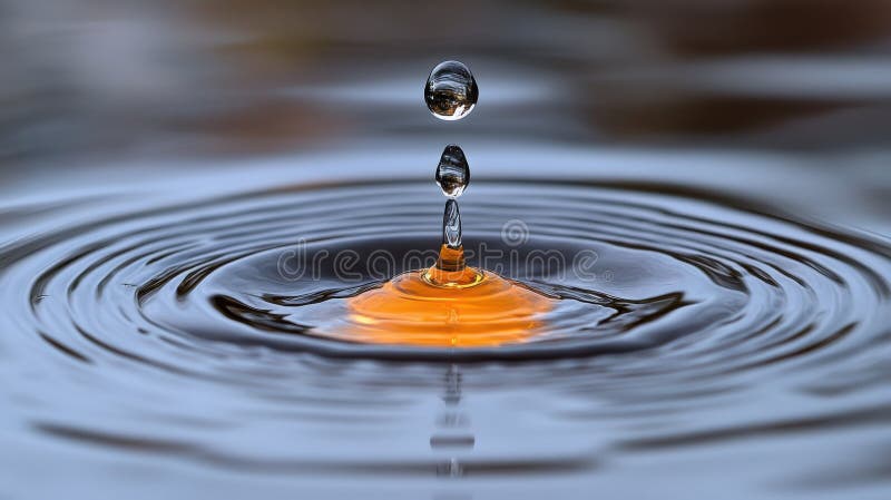 Water Drop Impacting Still Surface Creating Concentric Ripples Stock ...