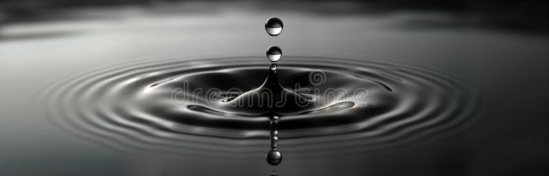 Water Drop Impacting Surface Creates Concentric Ripples. Macro Shot ...