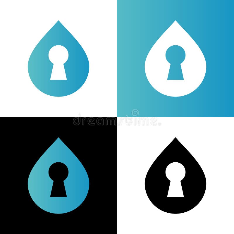 Droplet and Key Hole Logo Icon Design, Water Drop and Lock Symbol Stock ...