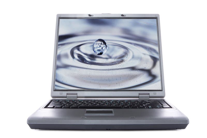 Laptop with watery screen stock image. Image of modern - 17288427