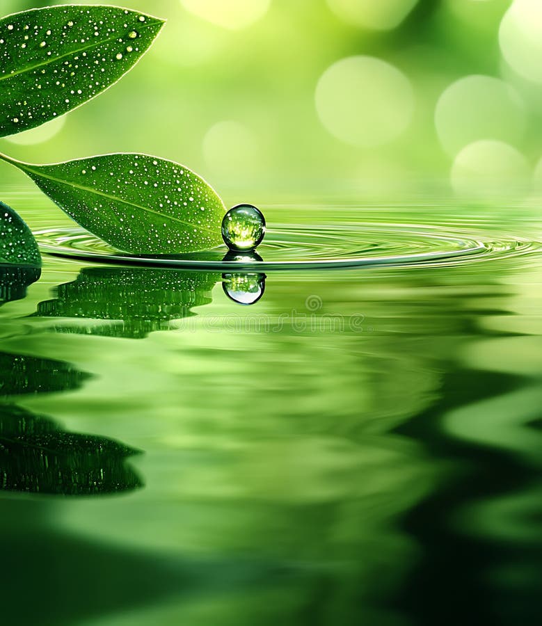 Water Drop Leaf Green Nature Fresh Ripple Reflection Zen Environment ...