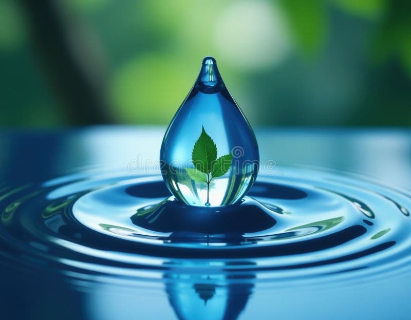 Water Drop with Leaf, Nature Purity Concept Stock Illustration ...