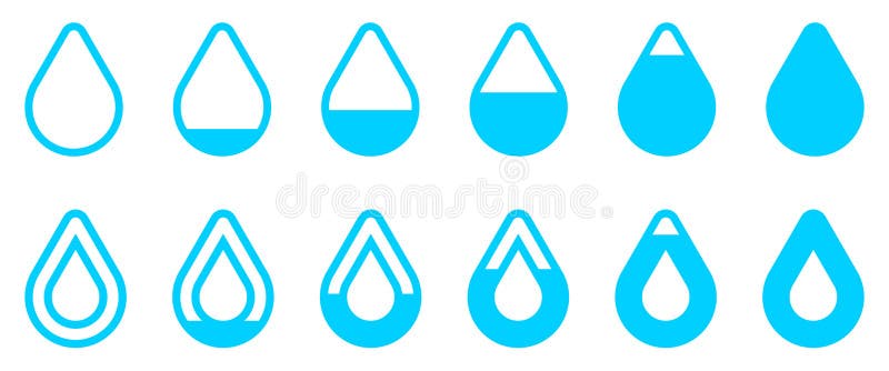 Water drop level icon set stock vector. Illustration of isolated ...