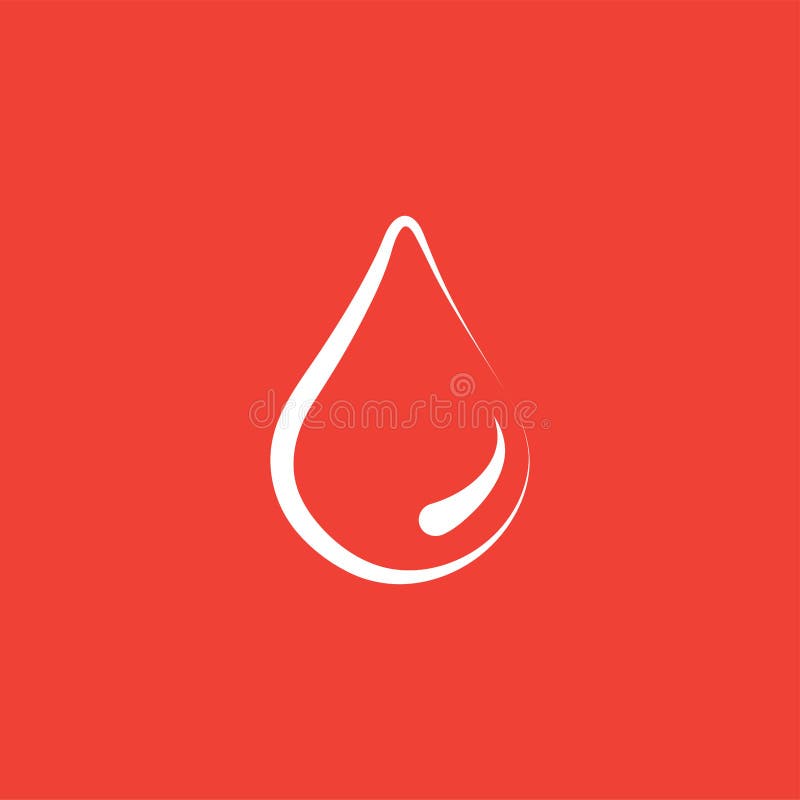 Water Drop Line Icon on Red Background. Red Flat Style Vector ...