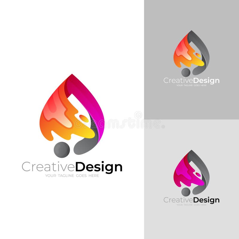 Water Drop Logo Design Illustration, 3d Colorful Stock Vector ...