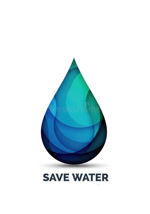 Water Drop Logo Design Template. Vector Abstract Waterdrop Paper Cut ...