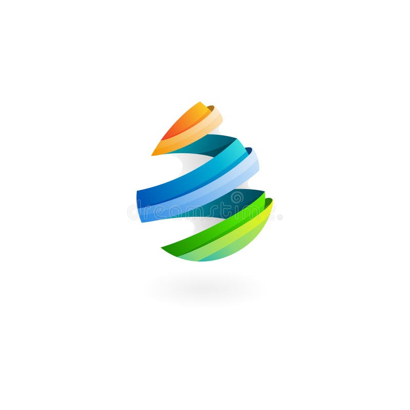 Water Drop Logo with Ribbon Design, 3d Icons Stock Vector ...