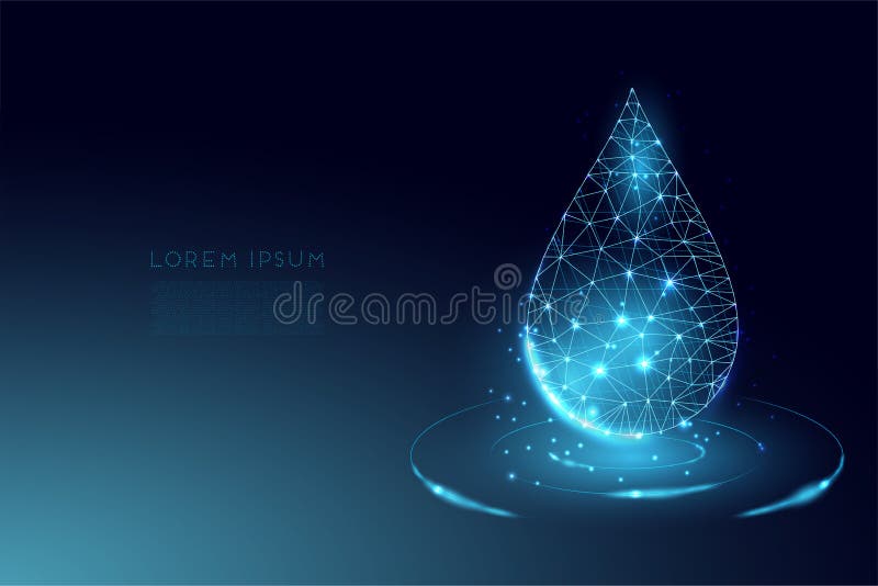 Water Drop. Low Poly Style Design. Wireframe Light Connection Structure ...