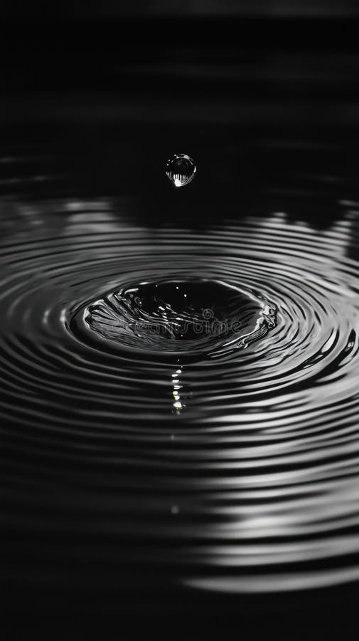 Water Drop Making Circular Ripples in Dark Water Stock Image - Image of ...