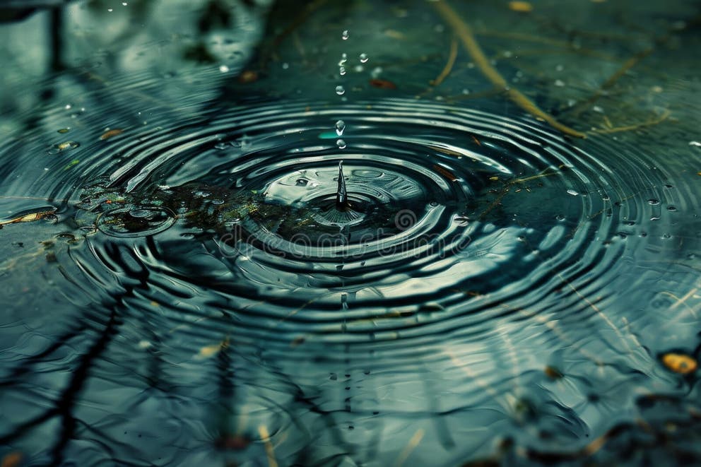 Water Drop Making Ripple Pattern on Water Surface Stock Image - Image ...