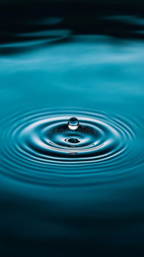 Water Drop Making Ripple Effect in Blue Liquid Stock Image - Image of ...