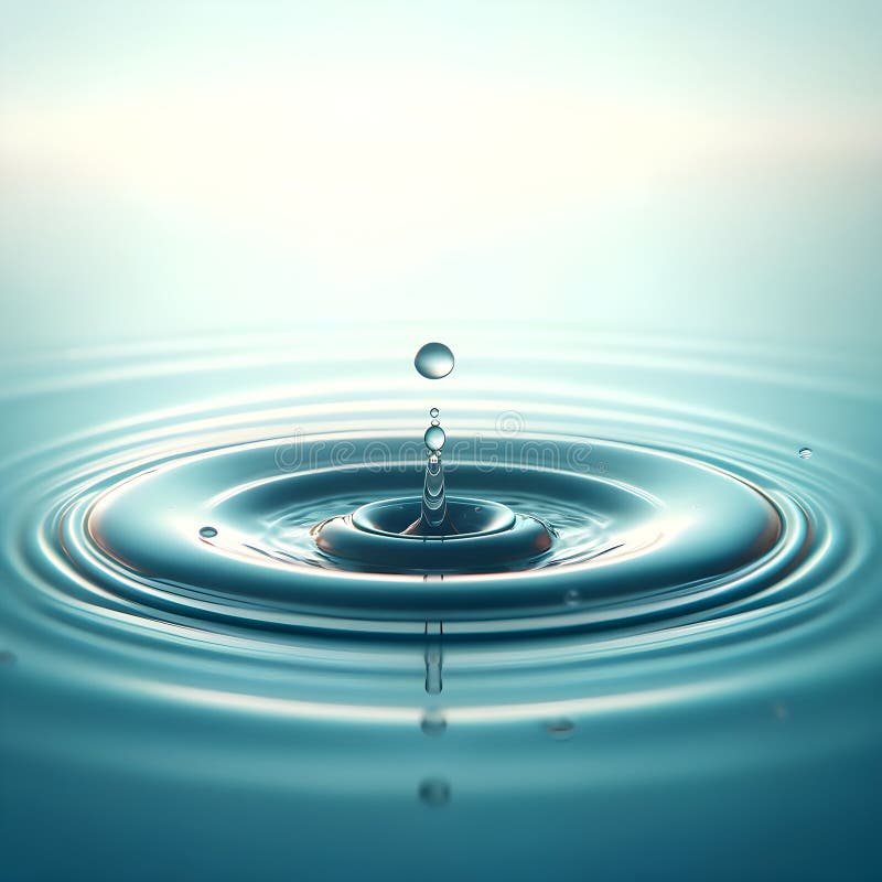 Water Drop Making Ripple Effect in Tranquil Water Surface Stock ...