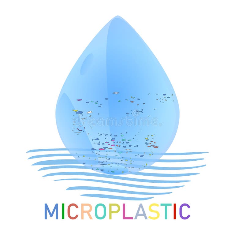 Water Drop with Microplastic Isolated on White Background. Water ...
