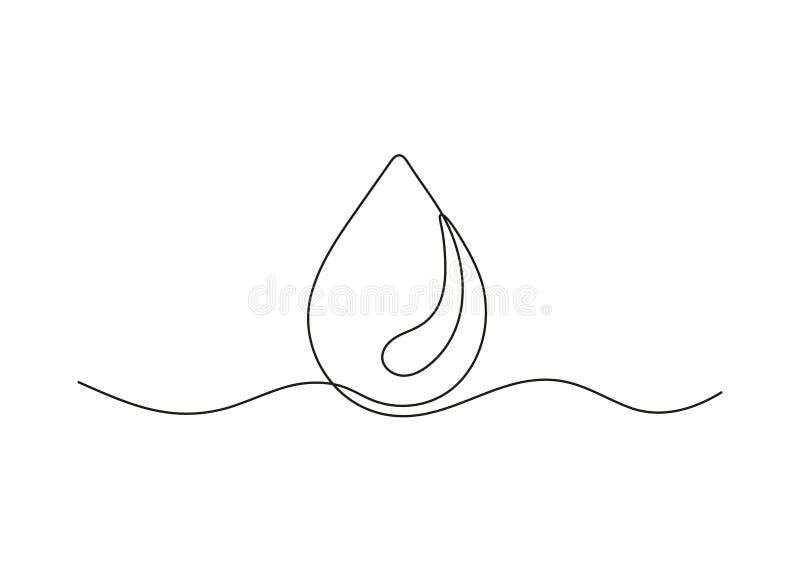 Water Drop, One Continuous Line Drawing. Drop of Beverage, Drink. Black ...