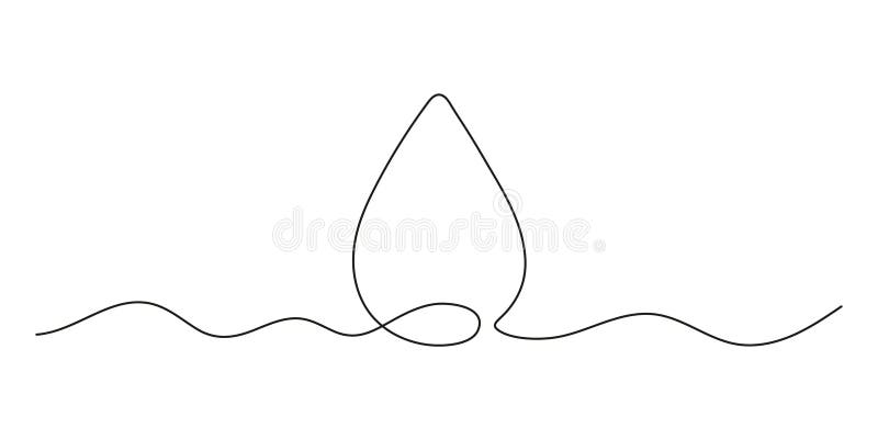 Water Drop, One Continuous Line Drawing. Drop of Beverage, Drink. Black ...
