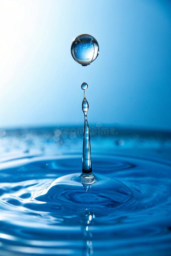 Water Drop. Drop of Water Over a Blue Background - Extreme Closeup ...