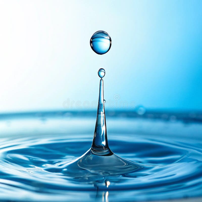 Water Drop. Drop of Water Over a Blue Background - Extreme Closeup ...
