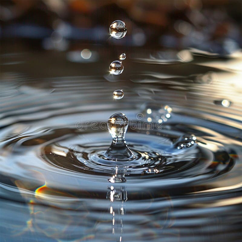 Water, Drop of Water, Pulsation of a Pond, Flowing Waves of Clear Water ...