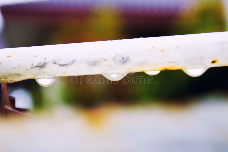 Water Drop after Rain on Old Iron Bar Stock Photo - Image of detail ...