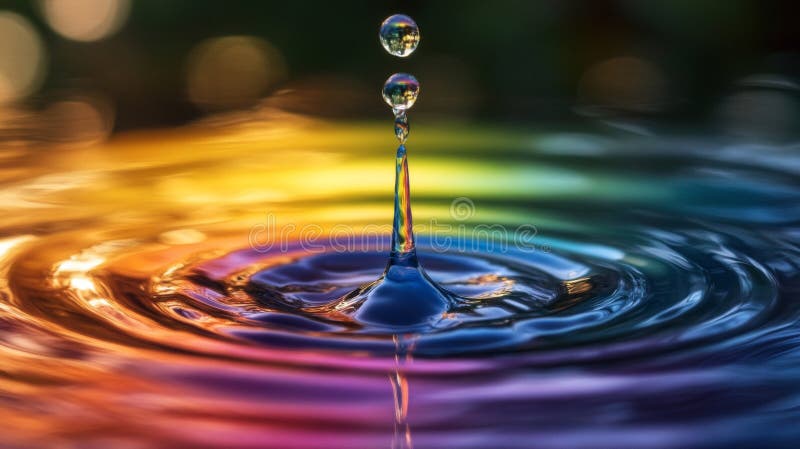 Water Drop Rainbow Ripple Colorful Abstract Background Stock ...