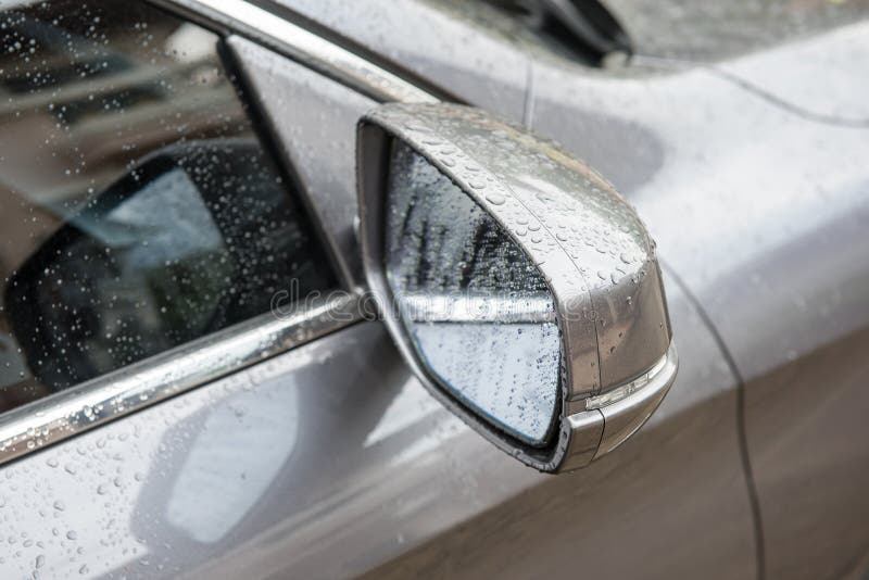 Water Drop on Rear-view Mirror Stock Image - Image of liquid, drop ...