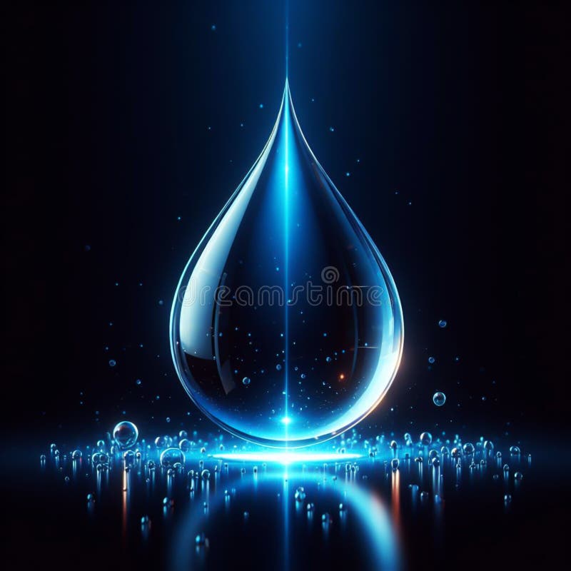 Water Drop with Refraction Light and Holographic Effect on Dark ...