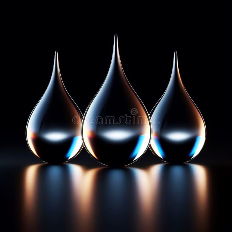 Water Drop with Refraction Light and Holographic Effect on Dark ...