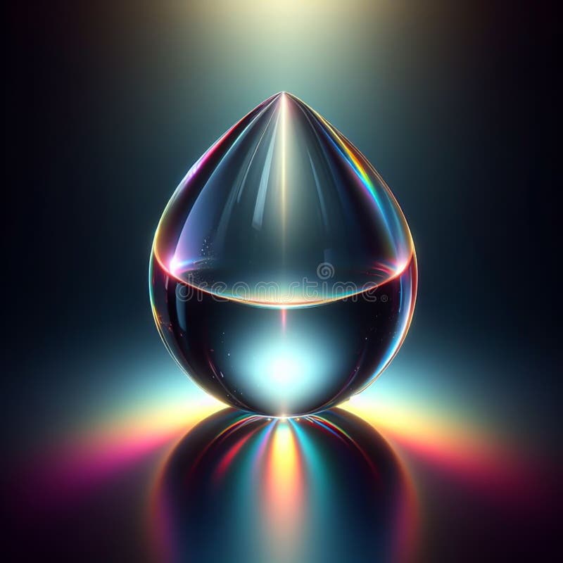Water Drop with Refraction Light and Holographic Effect on Dark ...