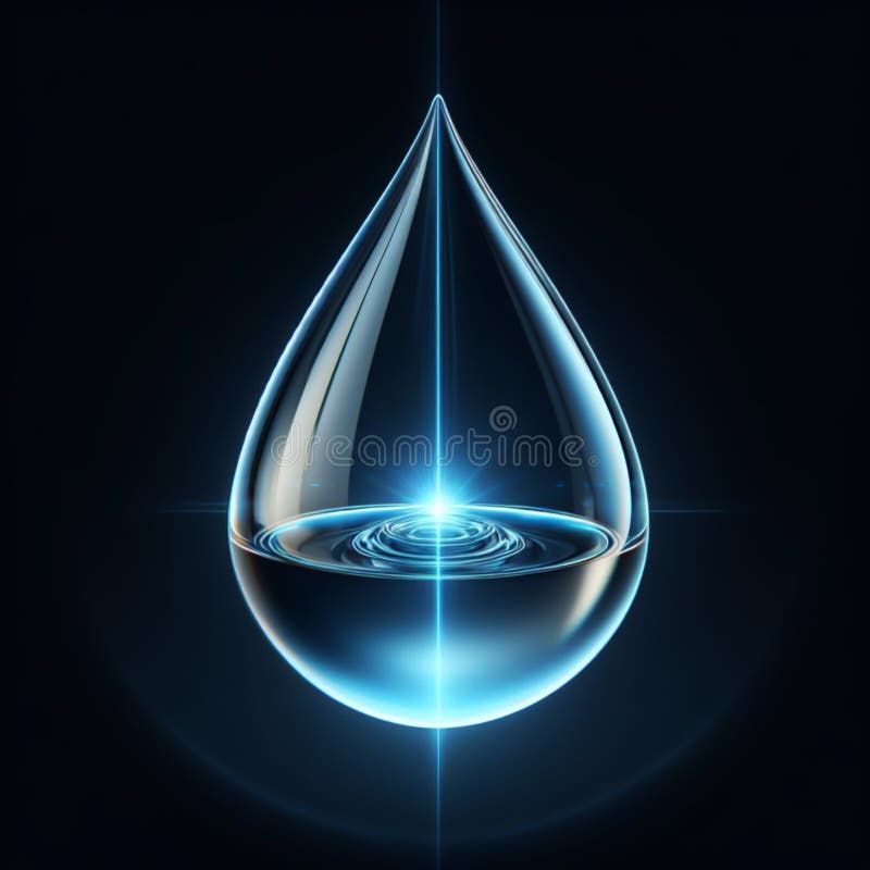 Water Drop with Refraction Light and Holographic Effect on Dark ...